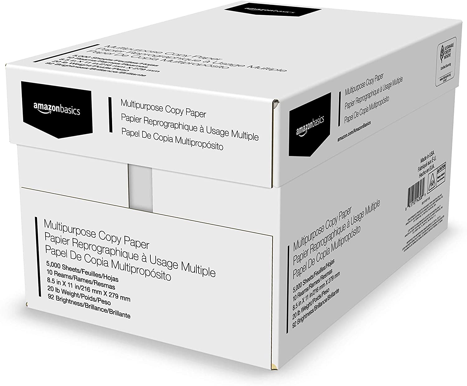 Amazon Basics 92 Bright Multipurpose Copy Paper 10 Ream Case 5 000 Amazon Basics 92 Bright Multipurpose Copy Paper 10 Ream Case 5 000